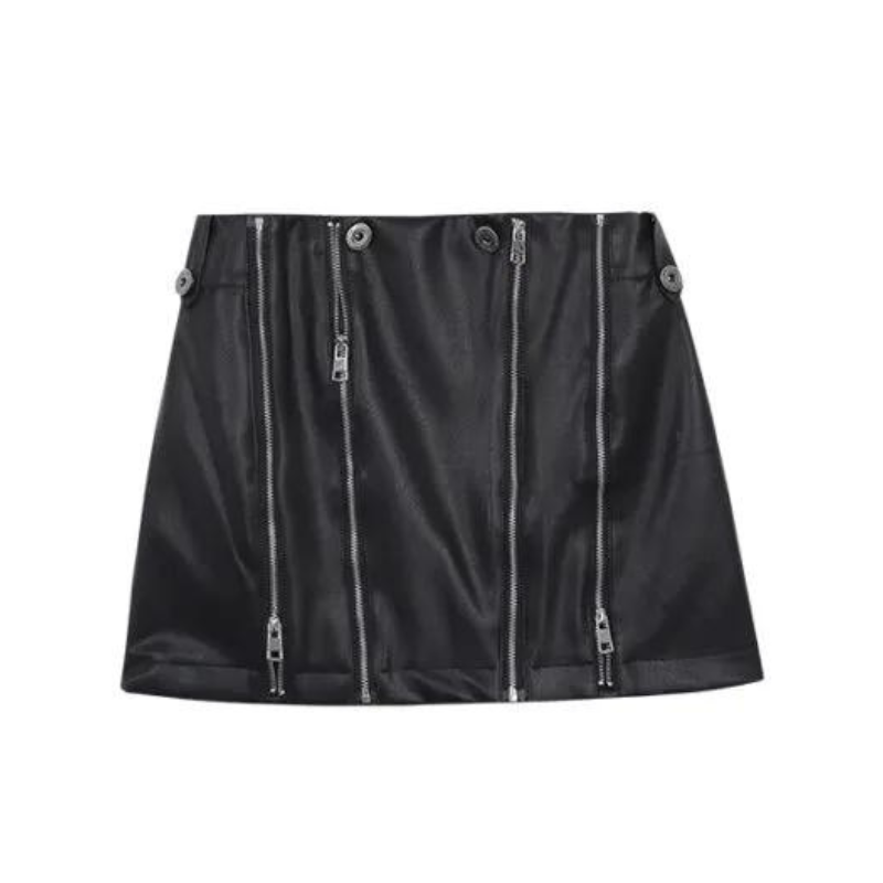 Jupe Cuir Noir avec Fermetures Eclair Lisa BlackPink Taylor Swift Conc ...