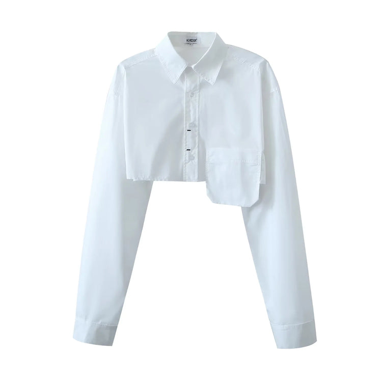 Chemise Crop Top Blanche Grande Poche Winter Aespa Mode Femme Aeroport ...