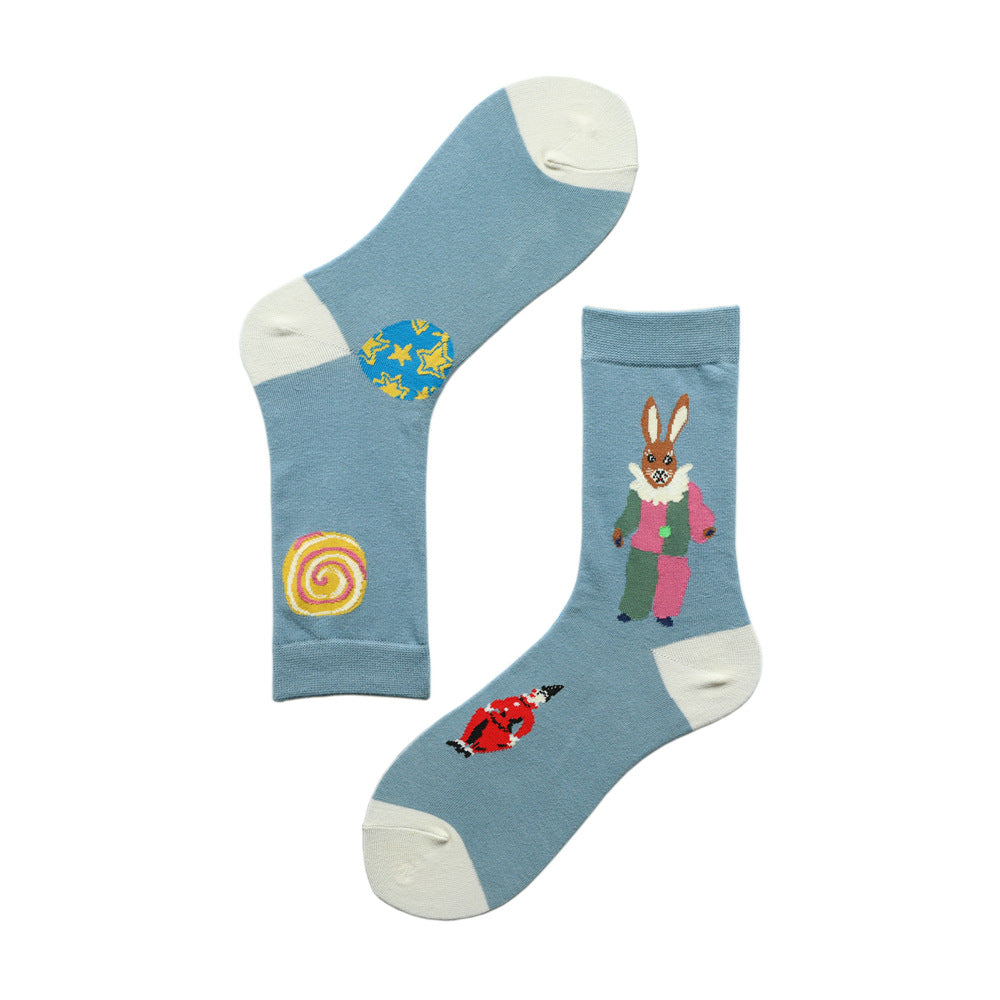 Paire de Chaussettes Mignon Lapin Clown et Motifs Colorés Lisa BlackPi ...